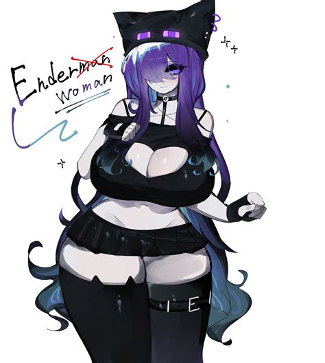 Togetoge Enderman Minecraft Highres 1girl Animal Ears Beanie