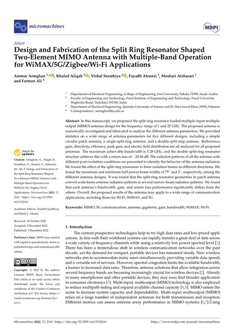 pdf design and fabrication of the split ring resonator shaped two