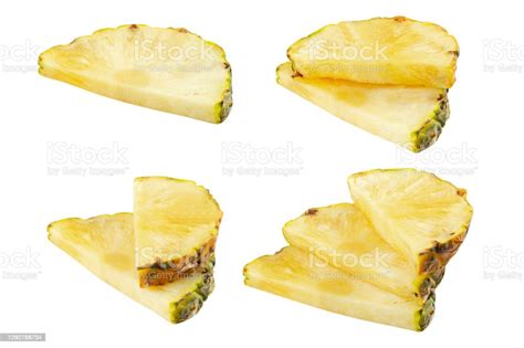 파인애플 플라이 슬라이스 피스 컬렉션 세트 흰색 고립 된 파인애플 과일 음식 세트 클리핑 경로 0명에 대한 스톡 사진 및 기타 이미지 Istock
