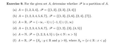 Solved Exercise 9 For The Given Set A Determine Whether P