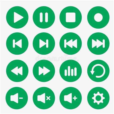 Media Control Icons Set Play Pause Stop Volume And Playback
