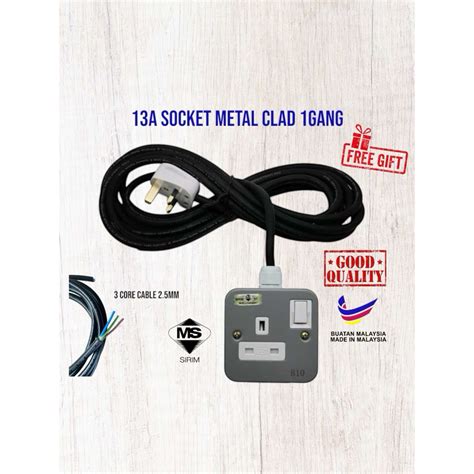 Heavy Duty Extension Trailing 13a Socket Metal Clad 1gang 2gang Cable Black 3core 2 5mm 100