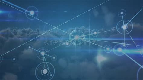 Animation Of Network Of Connections Over Sky With Clouds Stock Video Video Of Internet