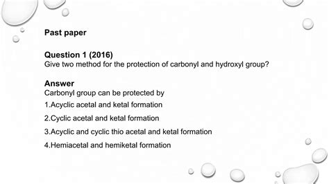 Protection Of Carbonyl And Carboxyl Group Pptx