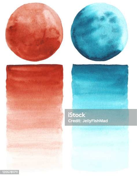 수채화 얼룩을 설정 합니다 흰색 배경에 있는 지점입니다 블루 레드 원 사각형 밝은 그라데이션 추상 수채화 텍스처입니다 격리 벡터 개체 그룹에 대한 스톡 벡터 아트 및 기타
