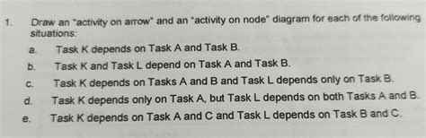 Solved 1 Draw An Activity On Arrow And An Activity On Chegg Com