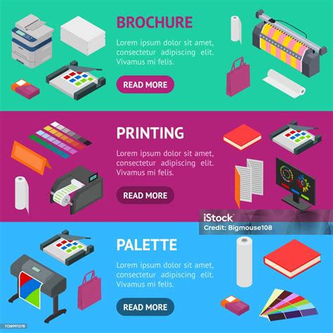 인쇄 표지판 3d 배너 수평 등각 투영 뷰를 설정 합니다 벡터 등측투영법에 대한 스톡 벡터 아트 및 기타 이미지 등측투영법 컴퓨터 프린터 3차원 형태 Istock