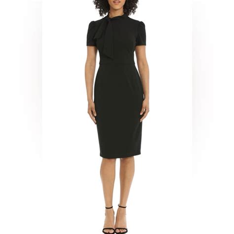 Maggy London Dresses Maggy London Tie Neck Puff Sleeve Scuba Crepe