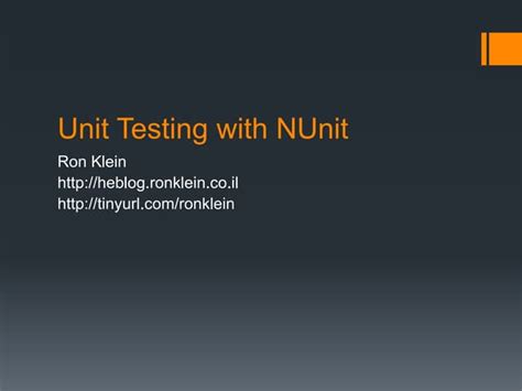Unit Testing With Nunit Ppt