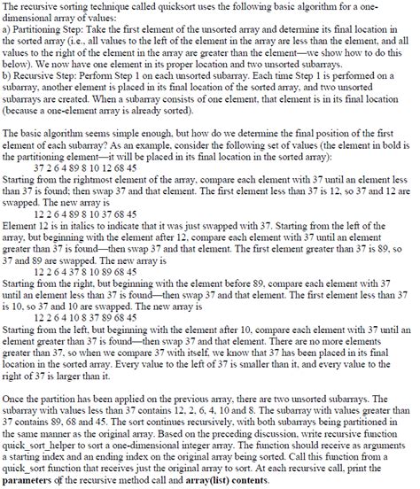 Solved The Recursive Sorting Technique Called Quicksort Uses