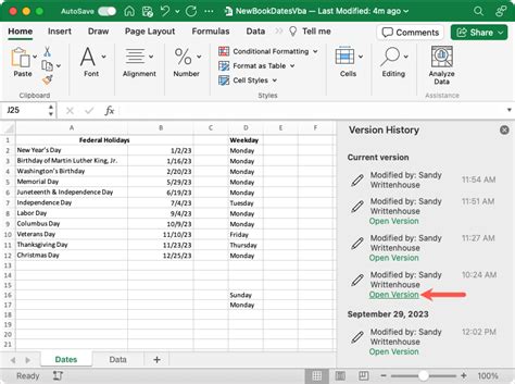 How To View Excel Files Version History And Restore Previous Versions