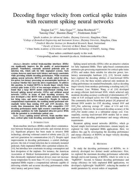 decoding finger velocity from cortical spike trains with recurrent