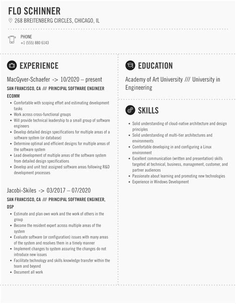 Principal Software Engineer Resume Samples Velvet Jobs