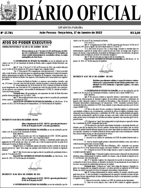 Diario Oficial 17 01 2023 Pdf Recibo Impostos