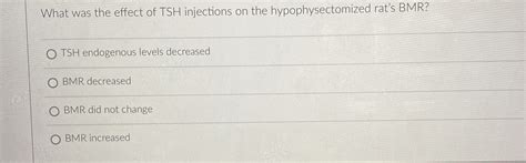Solved What Was The Effect Of Tsh Injections On The