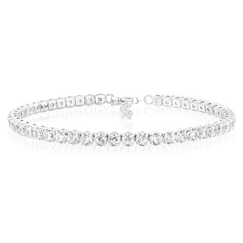 Sterling Silver Rhodium Plated White Round Cubic Zirconia 1653cm Ten