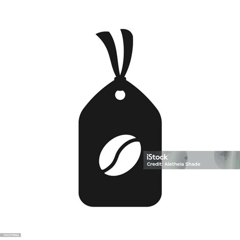 커피 콩 아이콘 실루엣이 있는 종이 태그 카페 카페인 제품 또는 상점 가격 라벨 스티커 표지판 등에 대한 간단한 플랫 클립 아트
