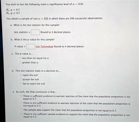 Solved You Wish To Test The Following Claim At A Significance Level Of