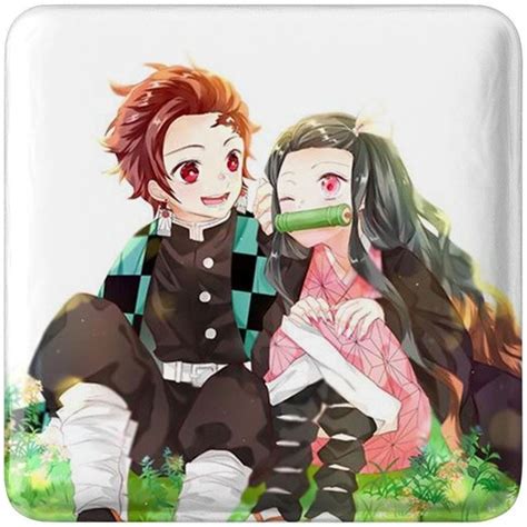 خرید و قیمت مگنت مربعی خندالو طرح تانجیرو و نزوکو انیمه شیطان کش ترب