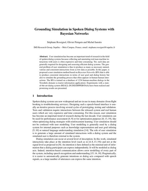 Pdf Simulation Of The Grounding Process In Spoken Dialog Systems With