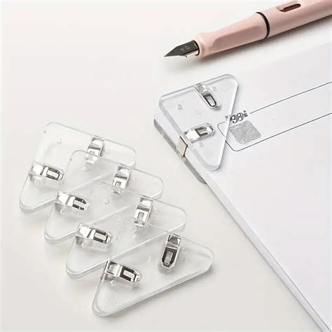 파일 책 및 문서용 10피스 투명 삼각 코너 클립 사무실 및 학교용 내구성 있는 플라스틱 북마크 클램프 Temu Republic Of Korea