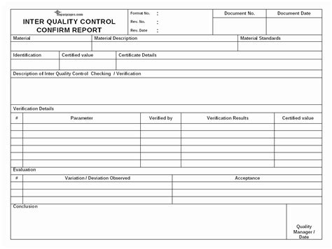 Quality Control Document Template Inspirational Quality Control Report Sample To Pin On