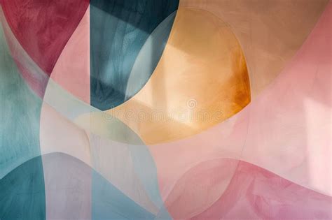 Translucent Overlapping Shapes In Soft Colors Creating Depth In A Minimalist Design Stock