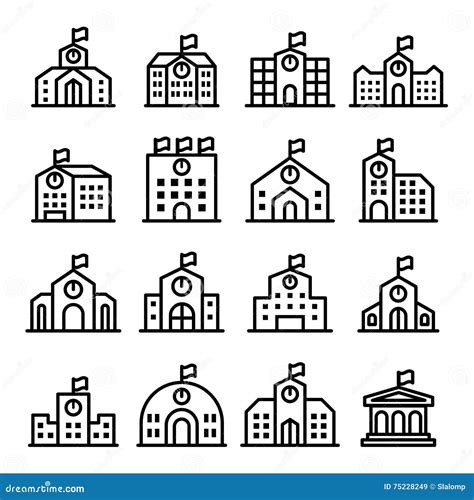 School Icon Set In Thin Line Style Stock Vector Illustration Of Icons