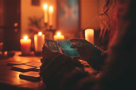 타로 카드를 들고있는 여자