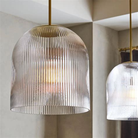 Vireo Farmhouse Cooper Ribbed Glass Pendant Light Lucia Living