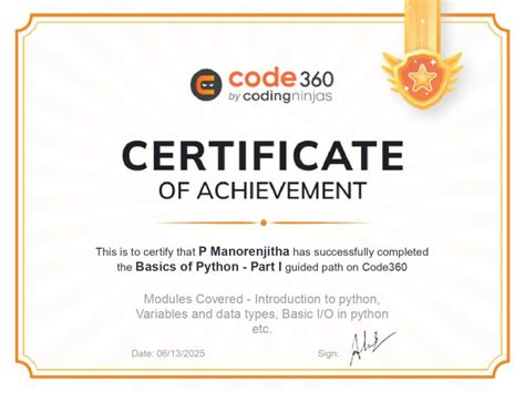 Earned Certificate Of Achievement From Coding Ninjas P Manorenjitha Posted On The Topic Linkedin