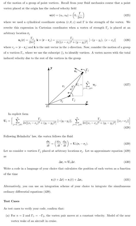 Of The Motion Of A Group Of Point Vortices Recall Chegg Com