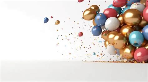 흰색 배경에 계단식 풍선 및 호일 색종이 조각의 축제 3d 렌더링 호일 풍선 생일 3d 은색 색종이 조각 배경 일러스트 및 사진 무료 다운로드 Pngtree