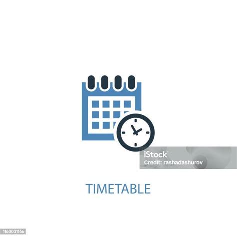 시간표 개념 2 컬러 아이콘입니다 간단한 파란색 요소 그림입니다 시간표 개념 기호 디자인입니다 웹 및 모바일 Uiux에 사용할 수 있습니다 0명에 대한 스톡 벡터 아트 및