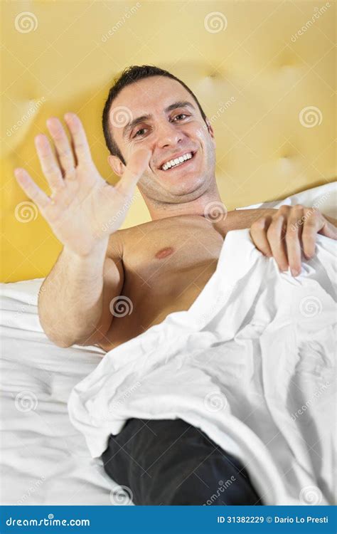 Shy Guy Stock Image Image Of Lying Morning Home Peeking 31382229