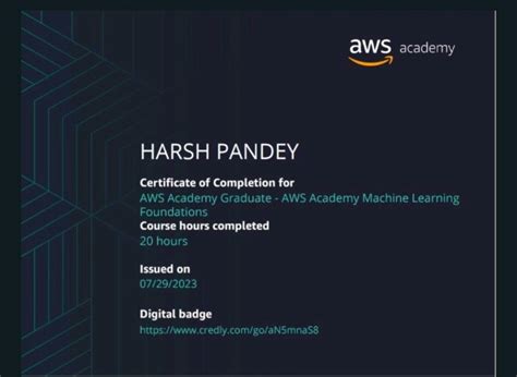 Harsh Pandey On Linkedin Certificateofcompletion Internship2023 Machinelearning Awsacademy