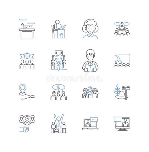 Career Tasks Line Icons Collection Planning Nerking Time Management Leadership Negotiation