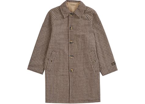 Supreme Reversible Houndstooth Overcoat Tan Mens Fw23 Us