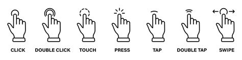 computer mouse pointer finger line icon set cursor hand linear
