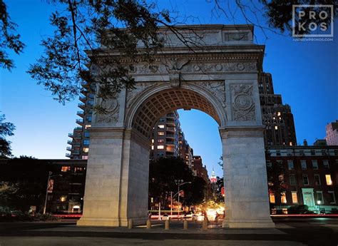 Washington Square Arch At Night Framed Photograph By Andrew Prokos