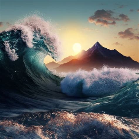 Sunrise Over The Wave Digital 4 Size Use For Wall Art In The Office