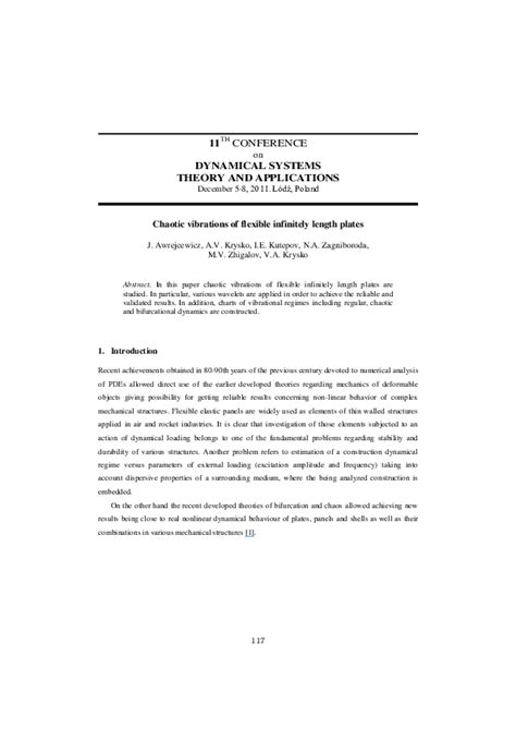 Pdf Chaotic Vibrations Of Flexible Infinitely Length Plates