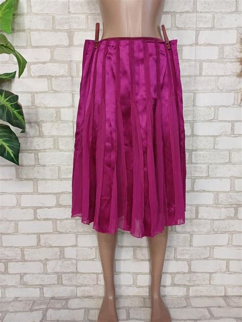 Нова повітряна легка спідниця міді зі 100 шовку в соковитому кольорі фуксія розмір л хл — ціна