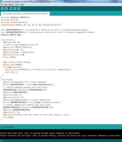 IoT Project Of Temperature And Pressure Measurement Using Pressure
