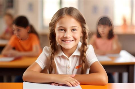 Premium Photo Portrait Of Student Girl Smiling In Class At The