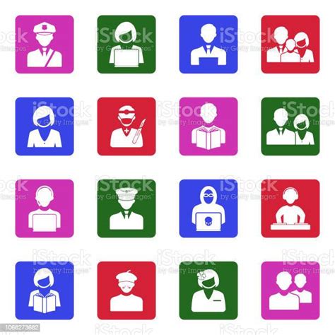 사람 아이콘입니다 3을 설정 합니다 광장에서 백색 평면 디자인입니다 벡터 일러스트입니다 경찰관에 대한 스톡 벡터 아트 및 기타 이미지 Istock