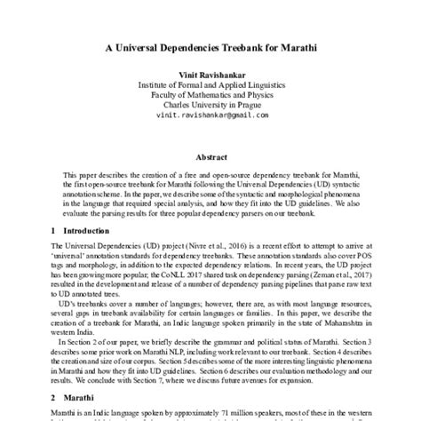 A Universal Dependencies Treebank For Marathi Acl Anthology