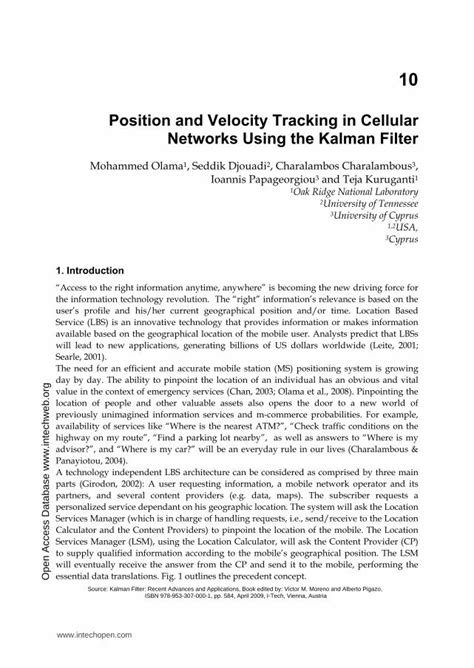 Pdf Position And Velocity Tracking In Cellular Networks Using The