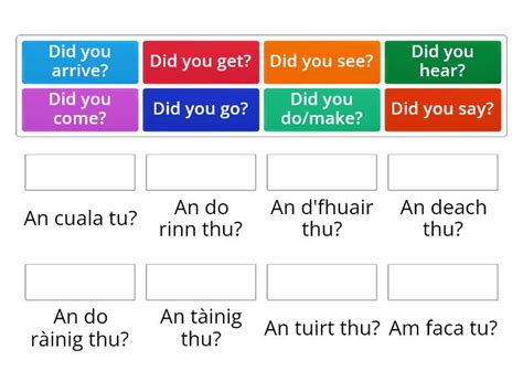 C2 3 2 Past Tense Irregular Verb Questions Match Up