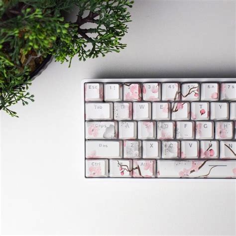 Sakura 104 Keycaps Set Oem Profile Abs Double Shot Keycaps Artisan Keycaps Set Keycaps Anime